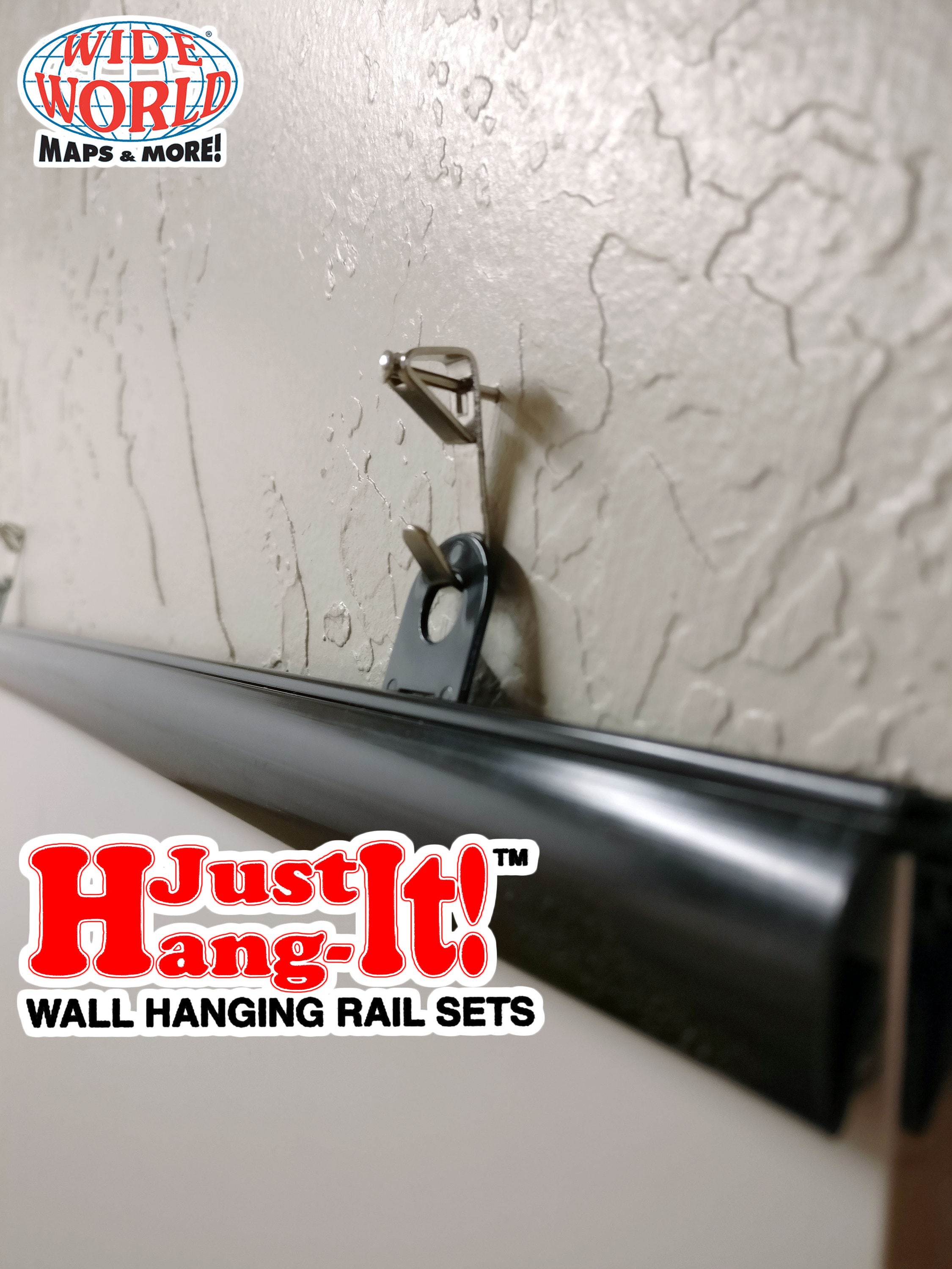 48" Just Hang-it! Wall Hanging Rail Set, Wall Mount for Displaying Maps ...
