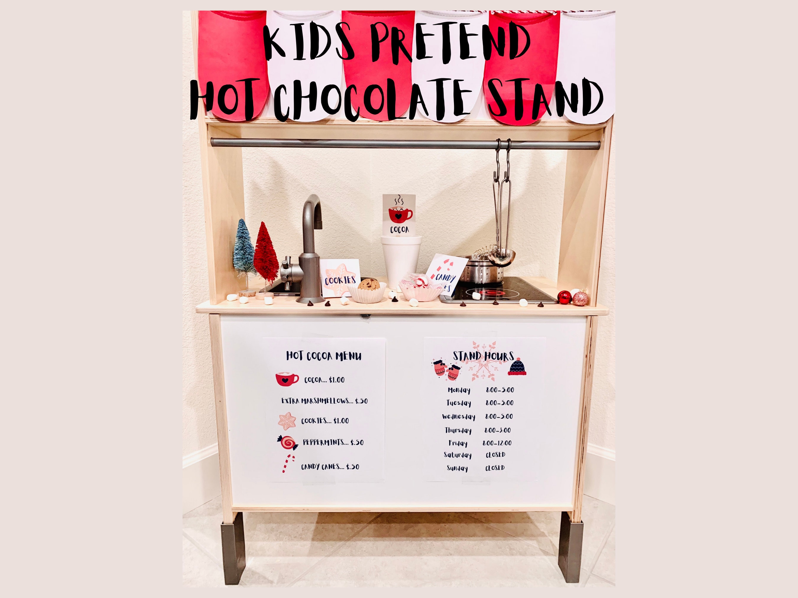Hot Chocolate Stand Printable, Market Pretend Play, Printed Winter ...
