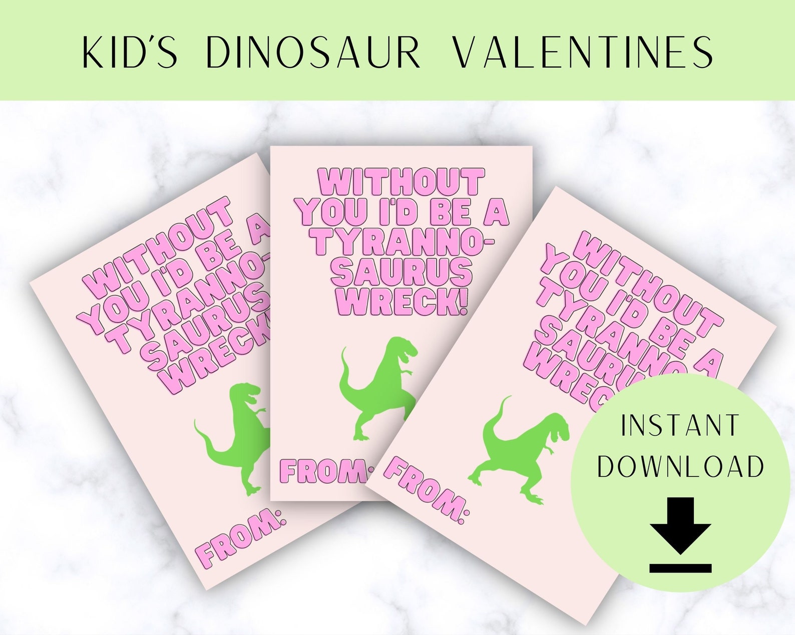 Kids Dinosaur Valentine Printable Girl's Dinosaur - Etsy