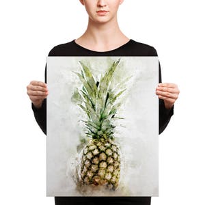 Pineapple Watercolor Wall Canvas Art Print From My Original - Etsy