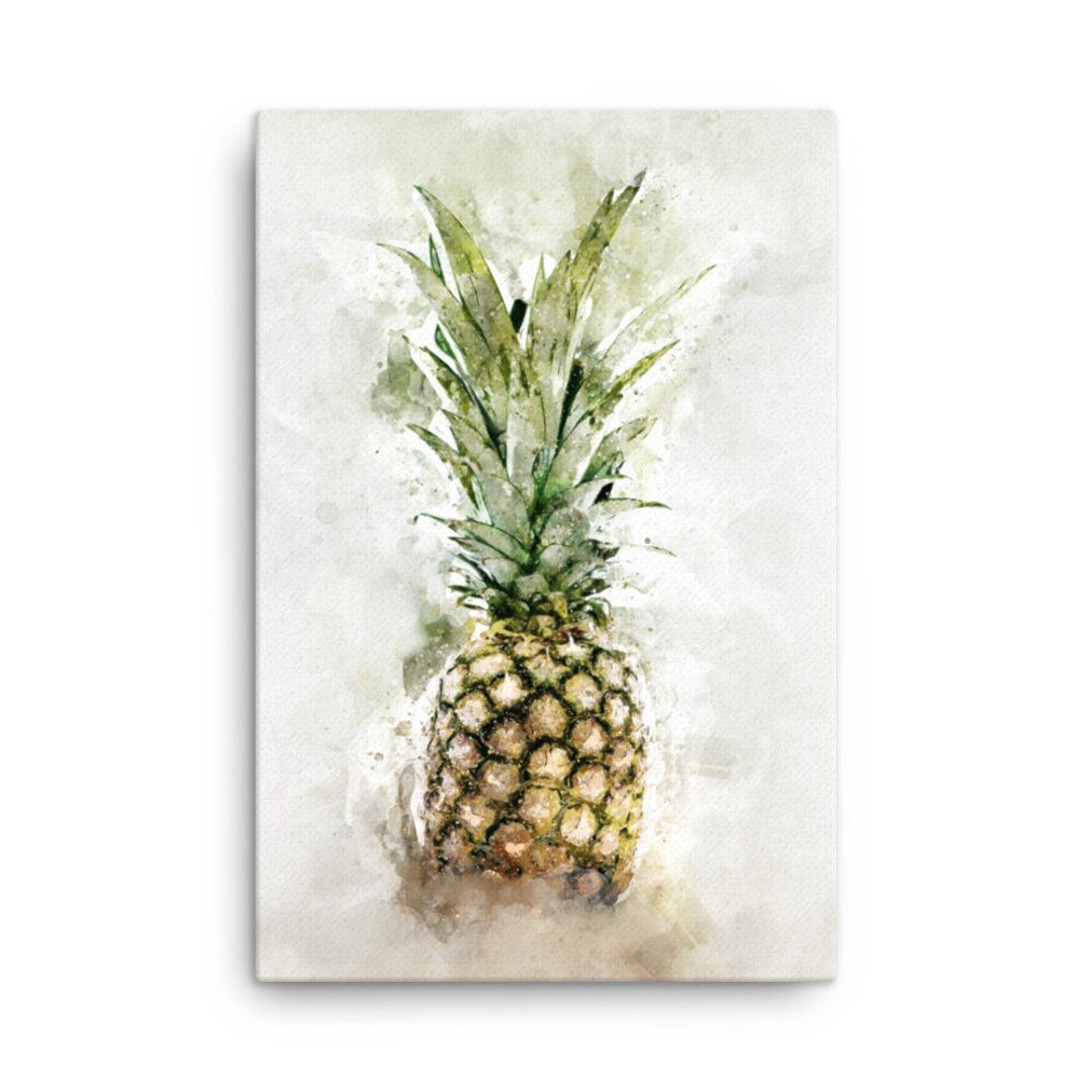 Pineapple Watercolor Wall Canvas Art Print From My Original - Etsy