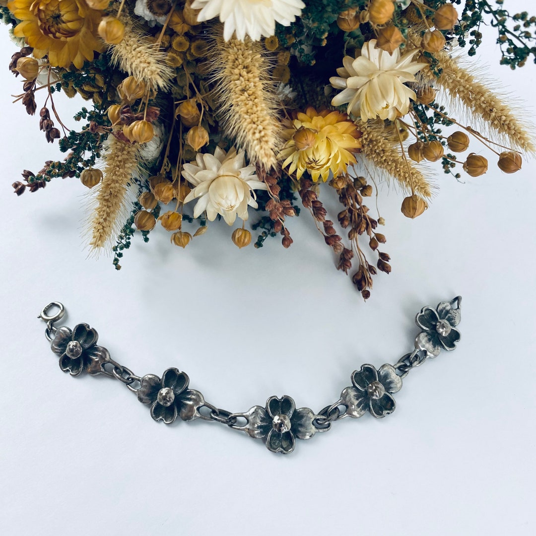 Vintage Dogwood Flower Sterling Silver Bracelet - Max Rieg Colonial ...