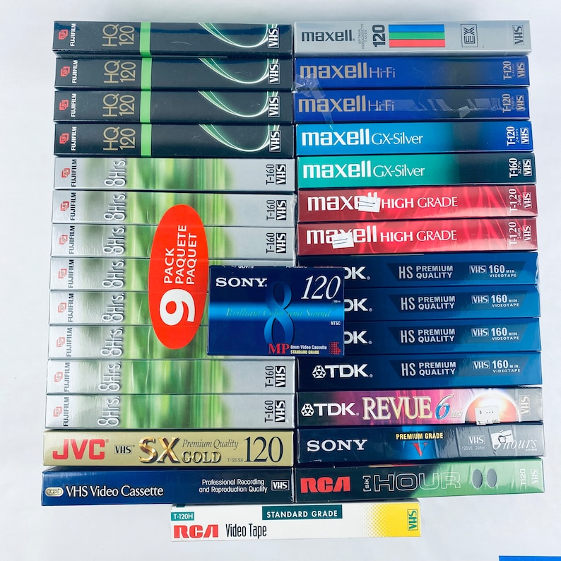 Vintage 1980's/90's Sealed Blank VHS Tapes 120-160 Minute RCA Sony Jvc ...