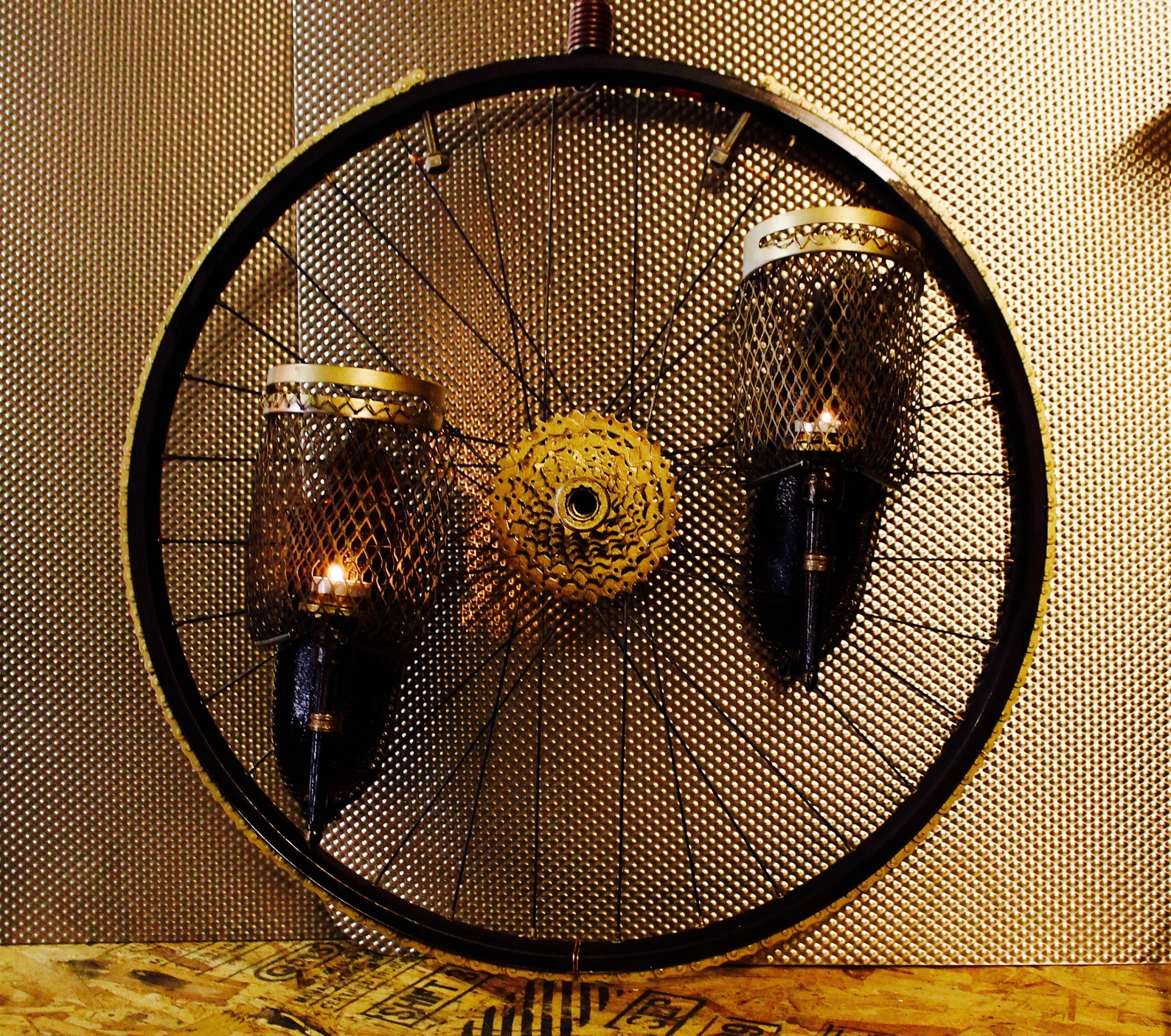 Black&gold Bike Wheel (wall Candle Holder) - Etsy