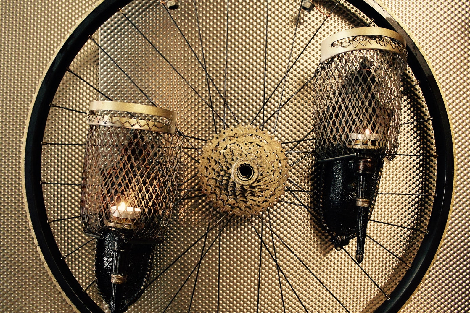 Black&gold Bike Wheel (wall Candle Holder) - Etsy