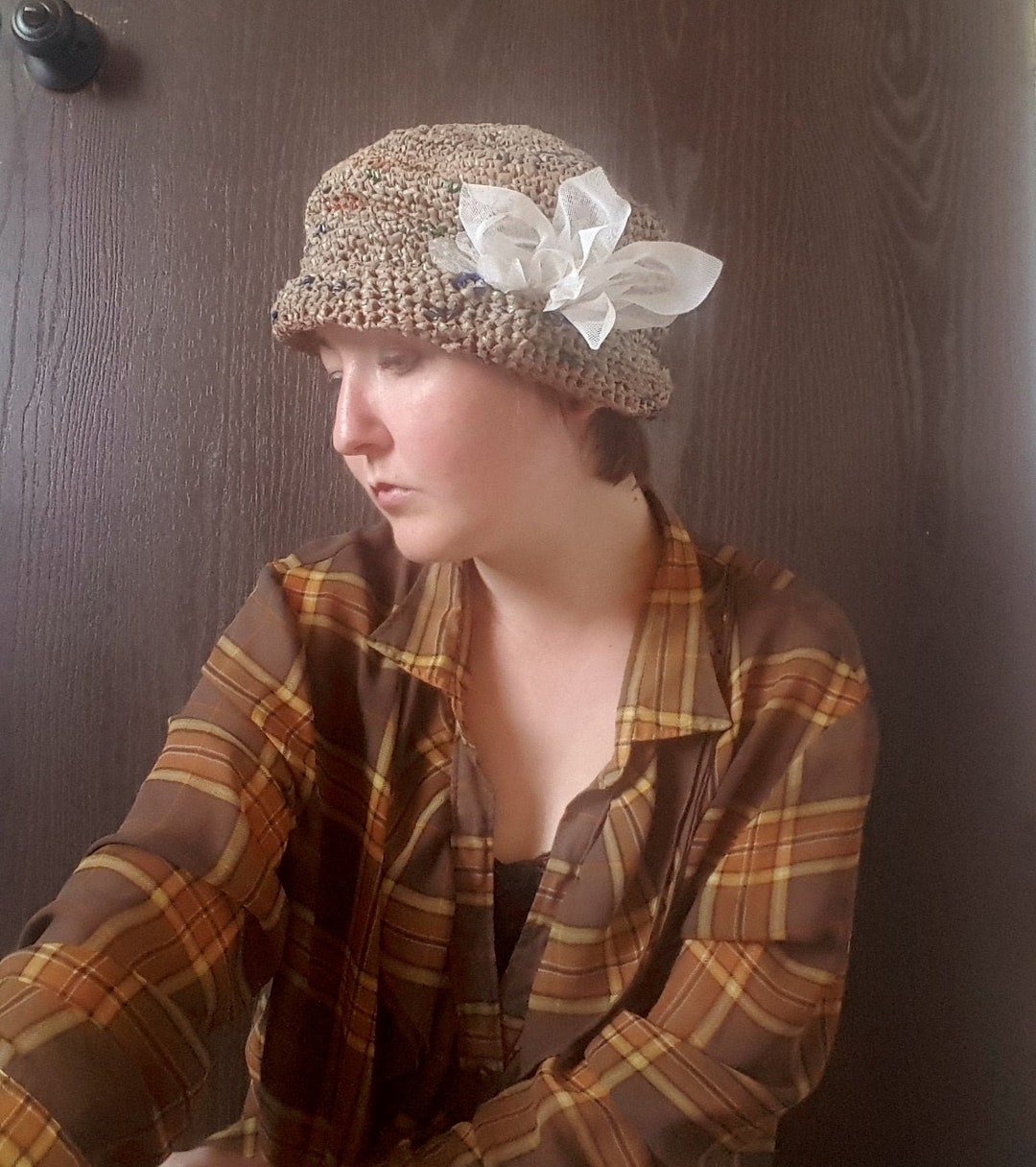 Vintage-style Crochet Cloche Plarn Upcycled Hat - Etsy