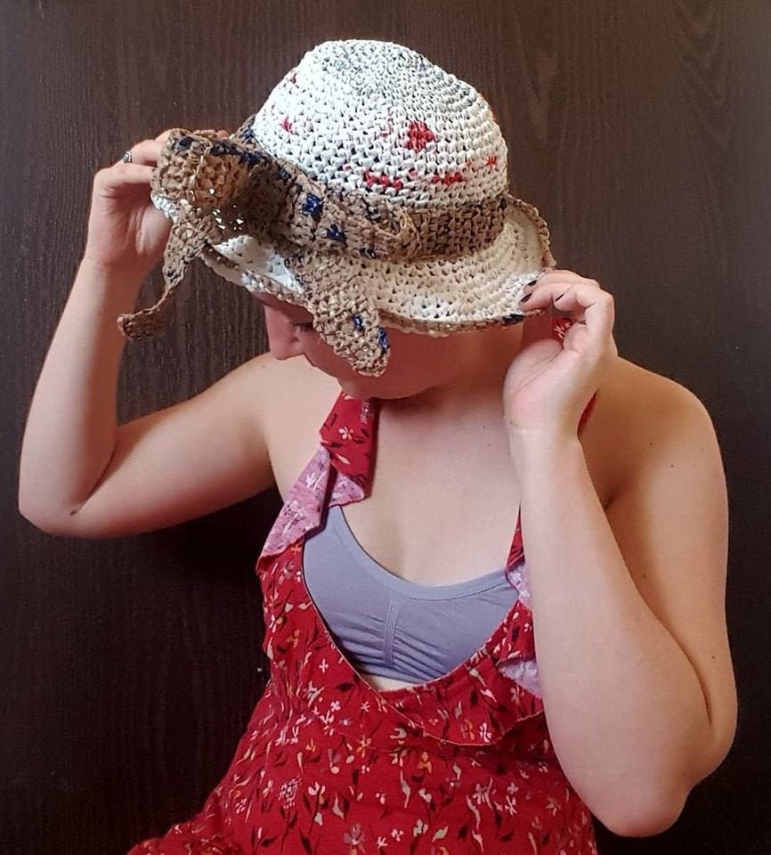 Crochet Plarn Hat With Bow - Etsy