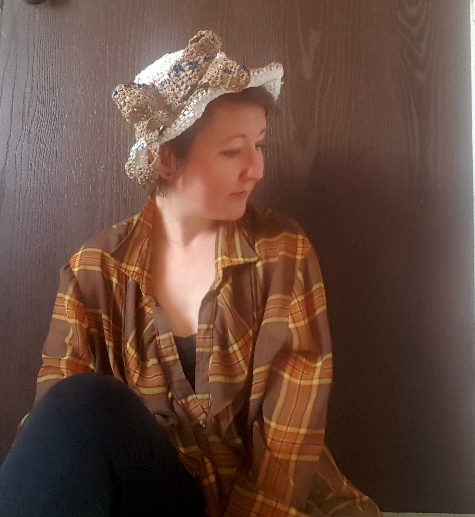 Crochet Plarn Hat With Bow - Etsy