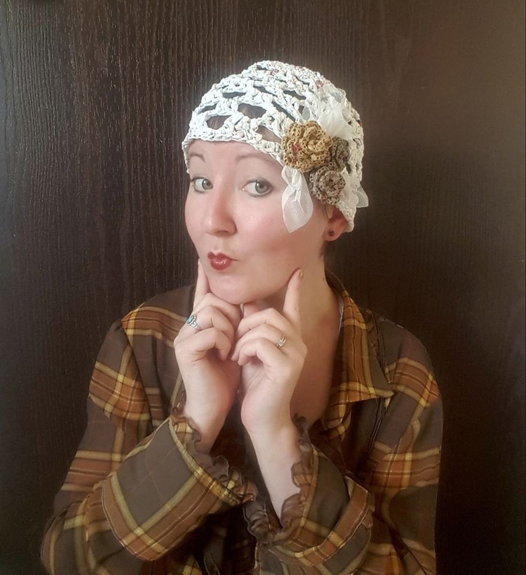 Flapper-style Crochet Flower Hat Plarn Upcycled - Etsy