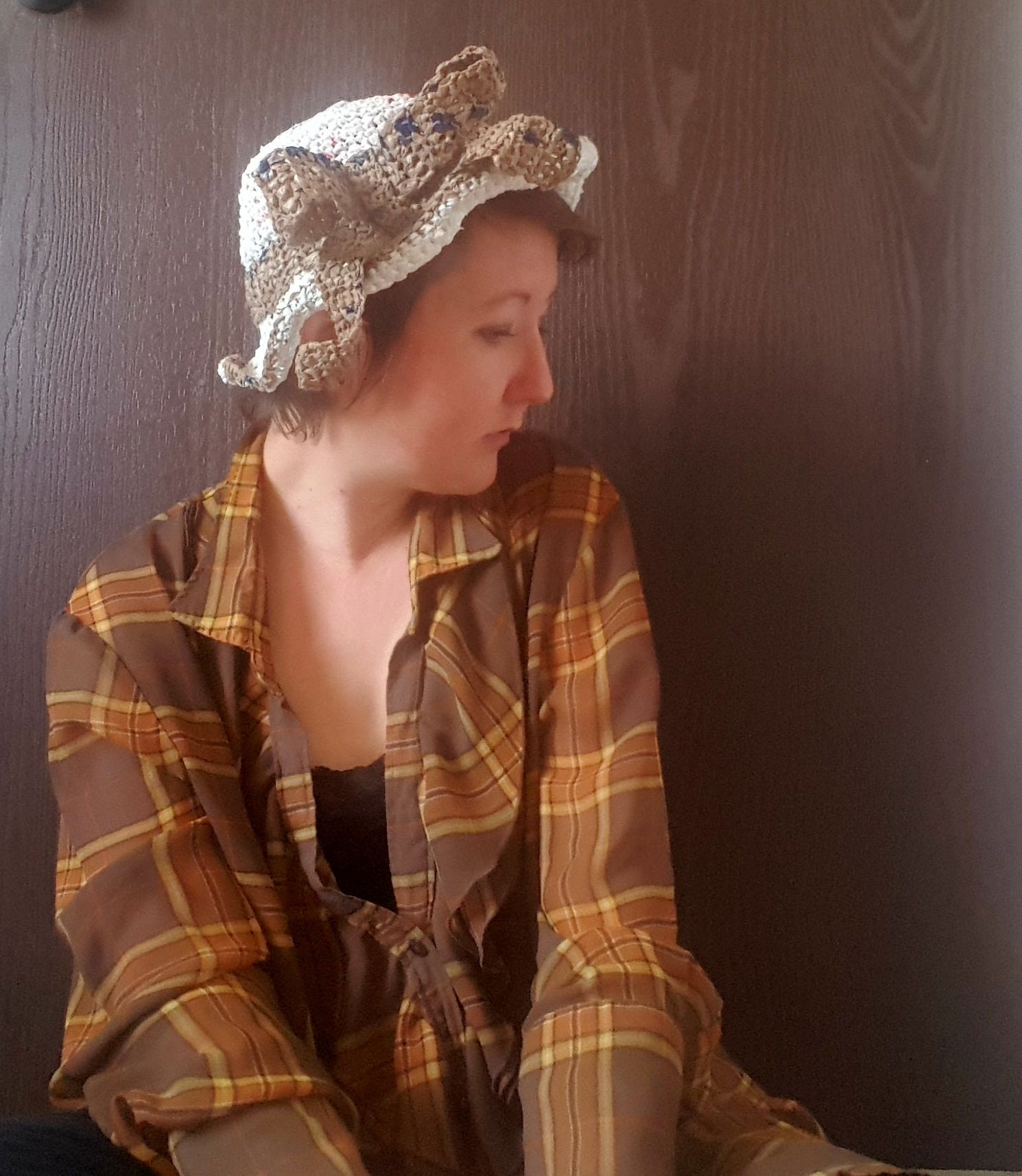 Crochet Plarn Hat With Bow - Etsy