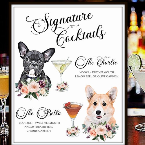 Dog Signature Drink Sign Pet Signature Cocktail Sign | Etsy