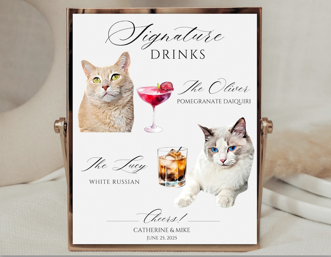 Pet Signature Drink Sign, Cat Signature Drink, Signature Drink Sign Cat, Signature Drink Sign ...