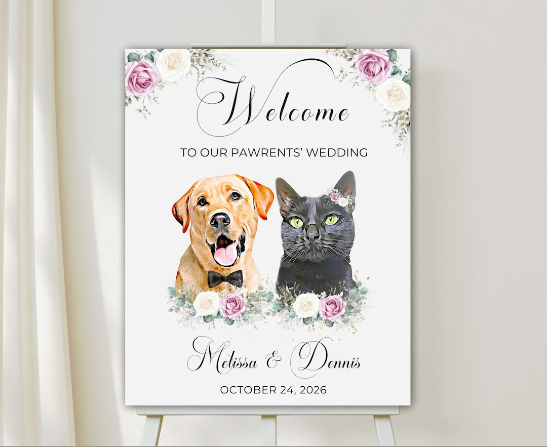 Pet Welcome Sign Wedding, Pet Welcome Sign With Photo, Pet Welcome Sign ...