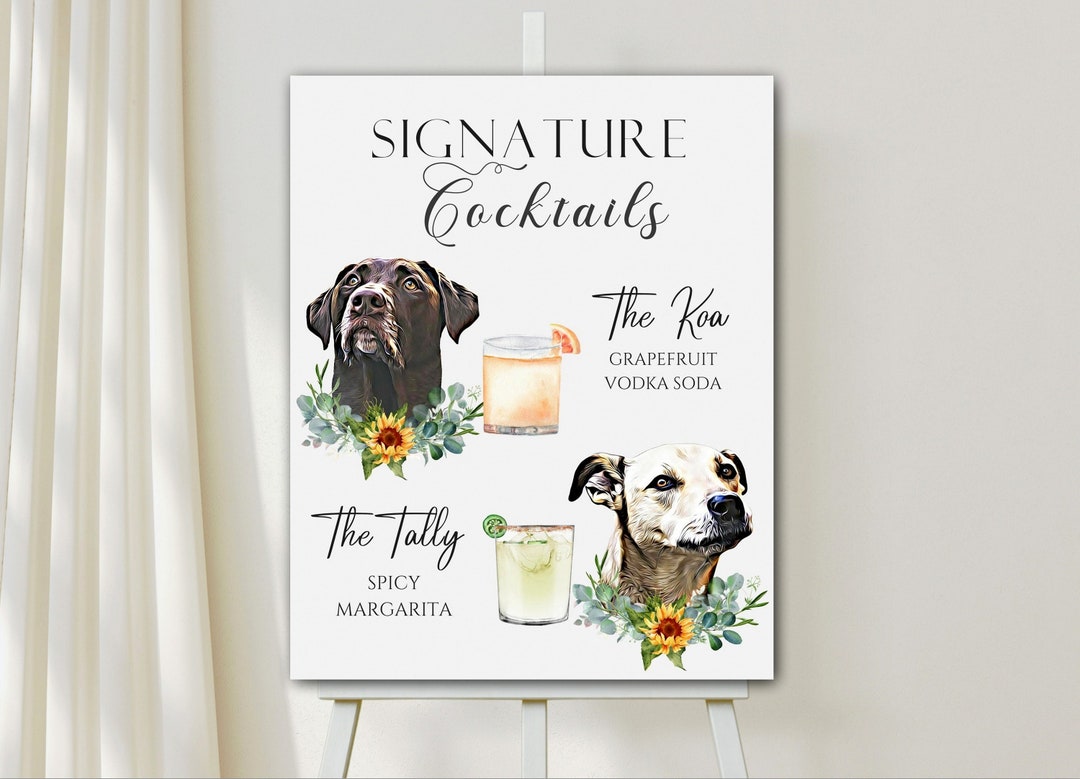 Signature Drink Sign Dogs, Pet Signature Cocktail Sign, Signature Drink ...