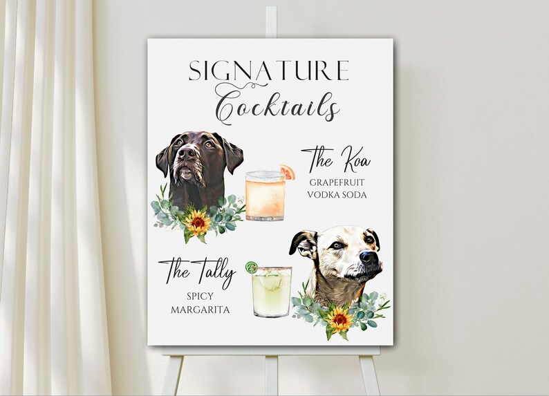 Signature Drink Sign Dogs Pet Signature Cocktail Sign - Etsy