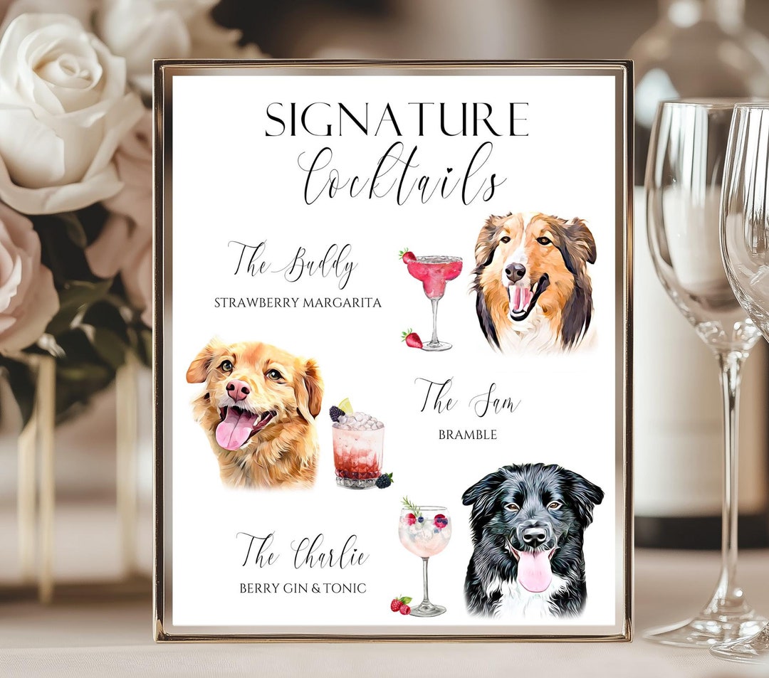 Pet Signature Drink Signs, Pet Signature Cocktail Sign, Cat Signature ...