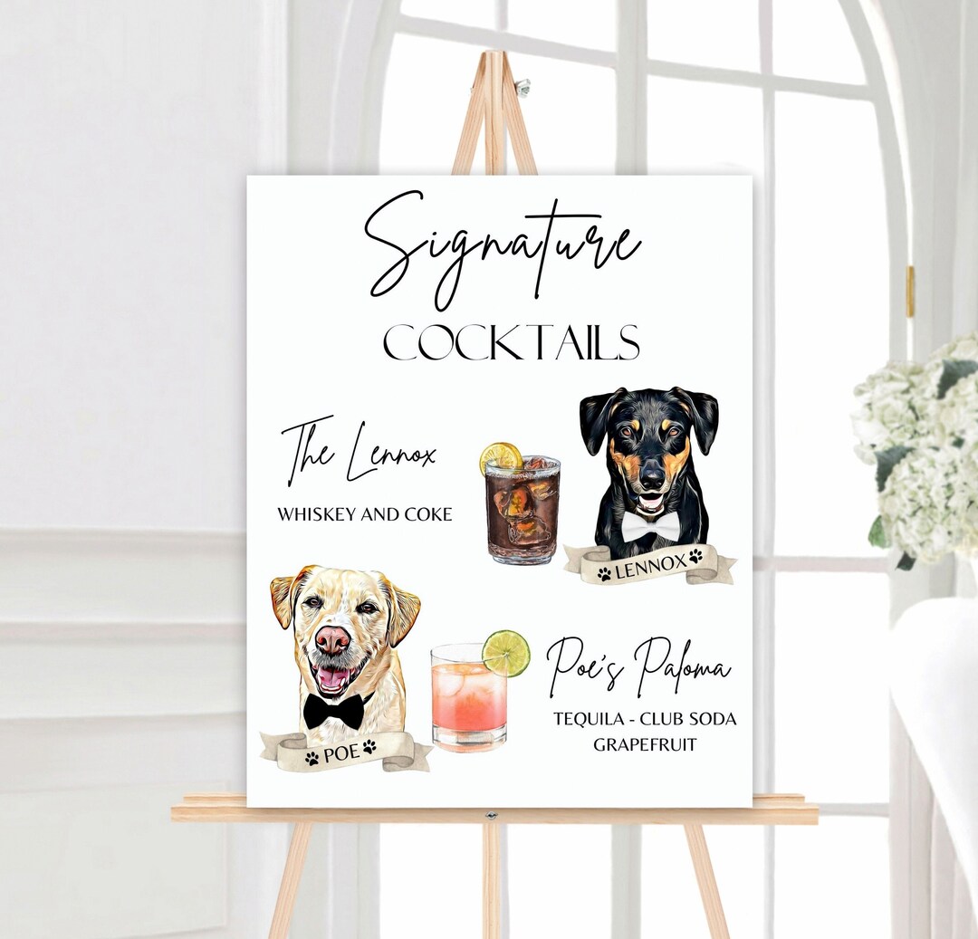 Signature Pet Cocktail Sign, Signature Pet Drinks, Signature Pets ...