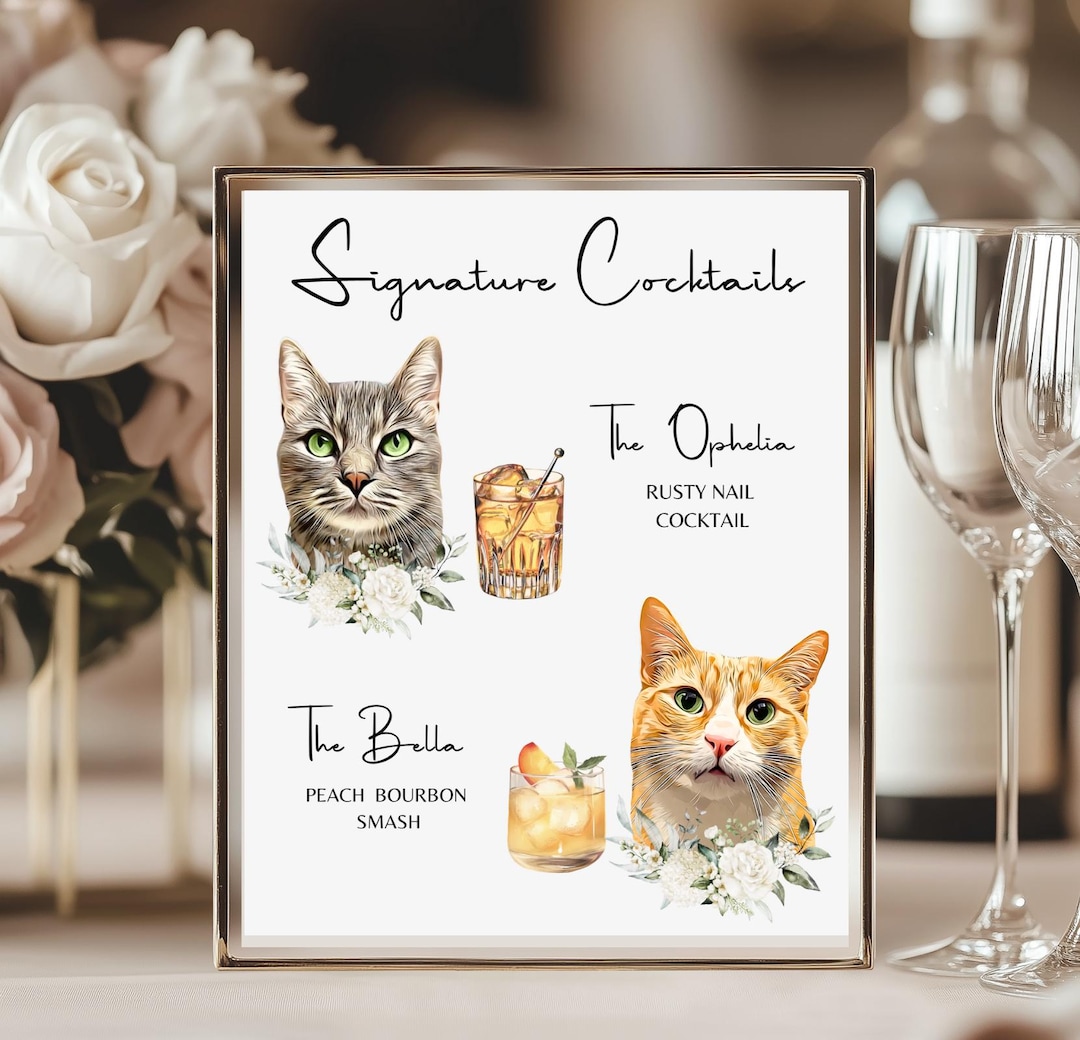 Cat Signature Drink Sign, Dog Signature Drink, Cat Signature Cocktails ...