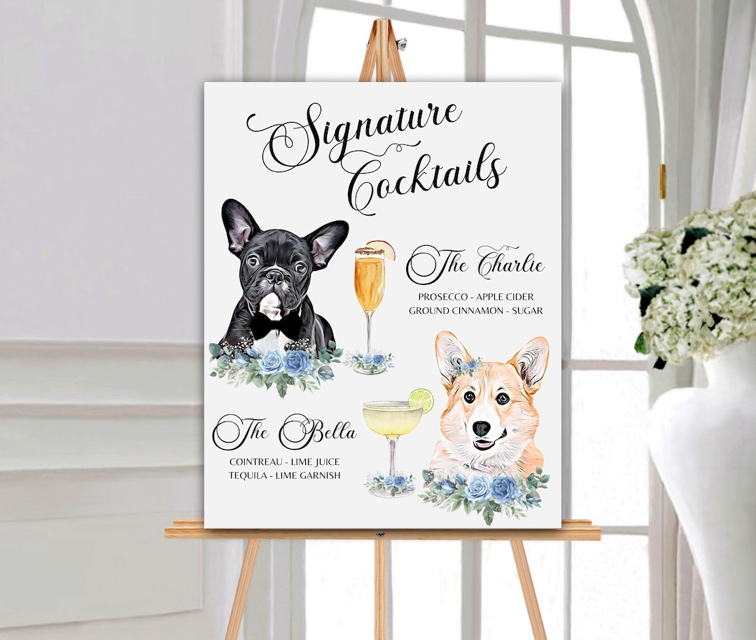 Pet Signature Drink Sign Wedding, Signature Drinks Sign Dog, Signature ...