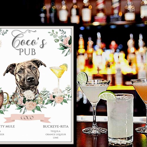 Wedding Pet Bar Sign Bar Menu With Signature Drinks Bar Menu - Etsy