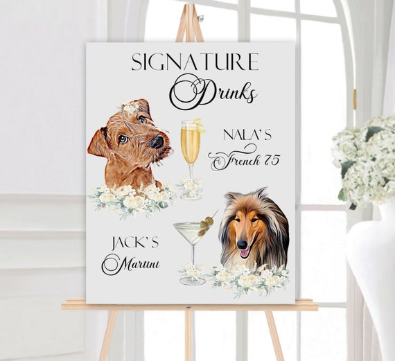 Pet Signature Drink Sign Wedding, Signature Drinks Sign with Dogs, Cat ...