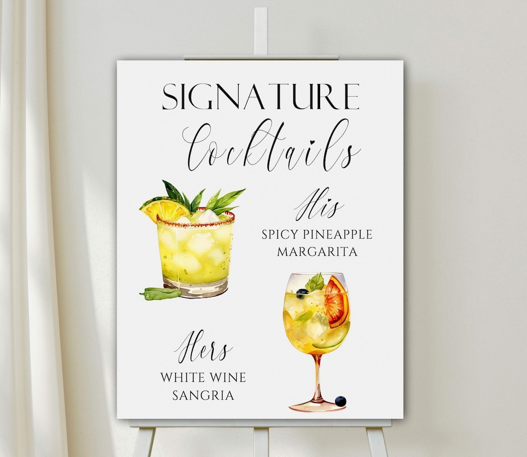 His and Hers Drink Sign Wedding, Signature Drink Sign Bride and Groom ...