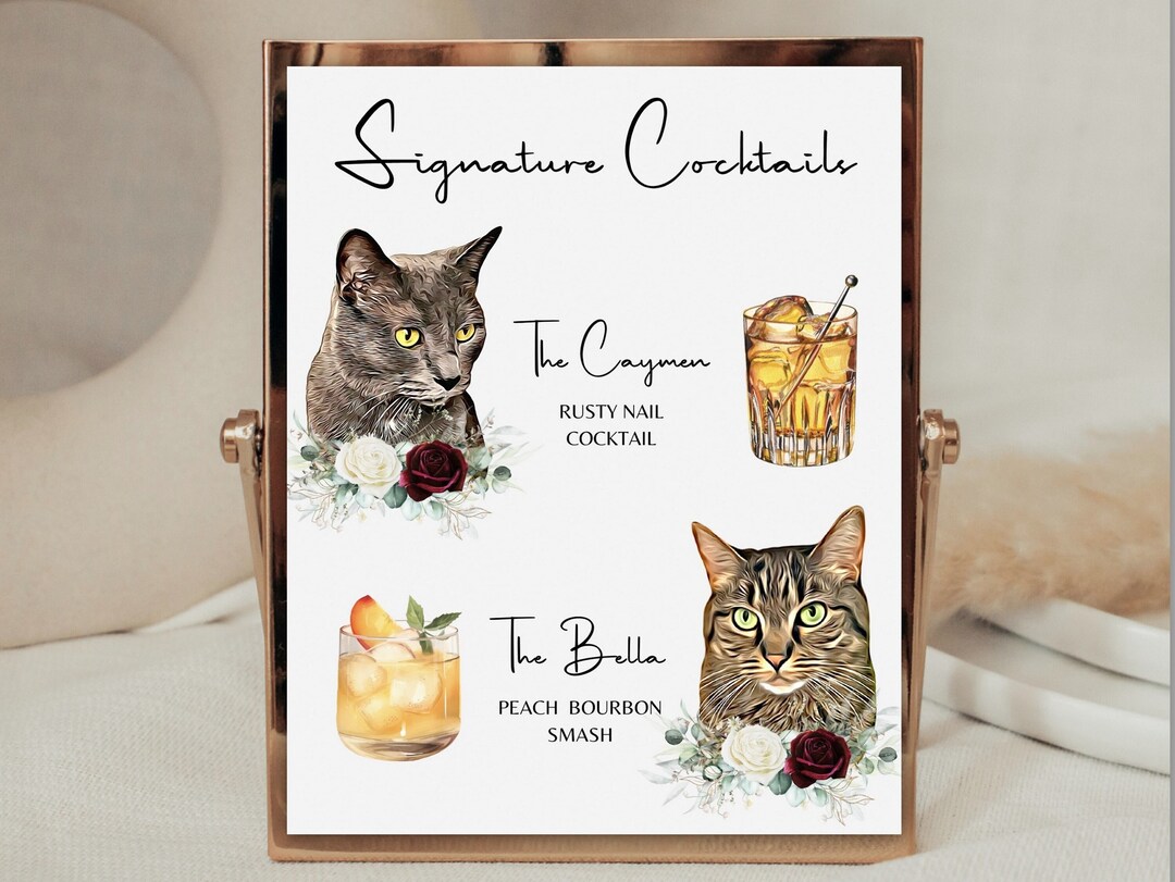 Cat Signature Drink Sign, Dog Signature Drink, Cat Signature Cocktails, Cat Signature Cocktail ...