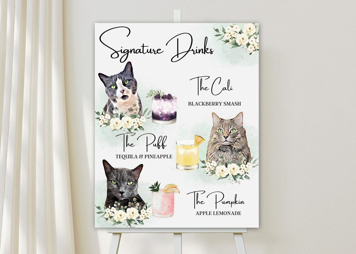 Cat Signature Drink Sign Cat Signature Cocktail Signature - Etsy