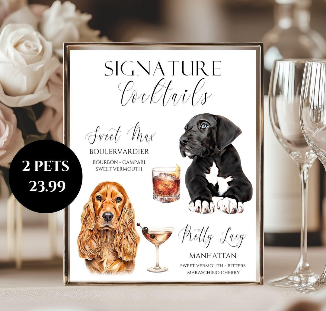 Pet Signature Drink Sign, Pet Signature Cocktail Sign, Cat Signature ...