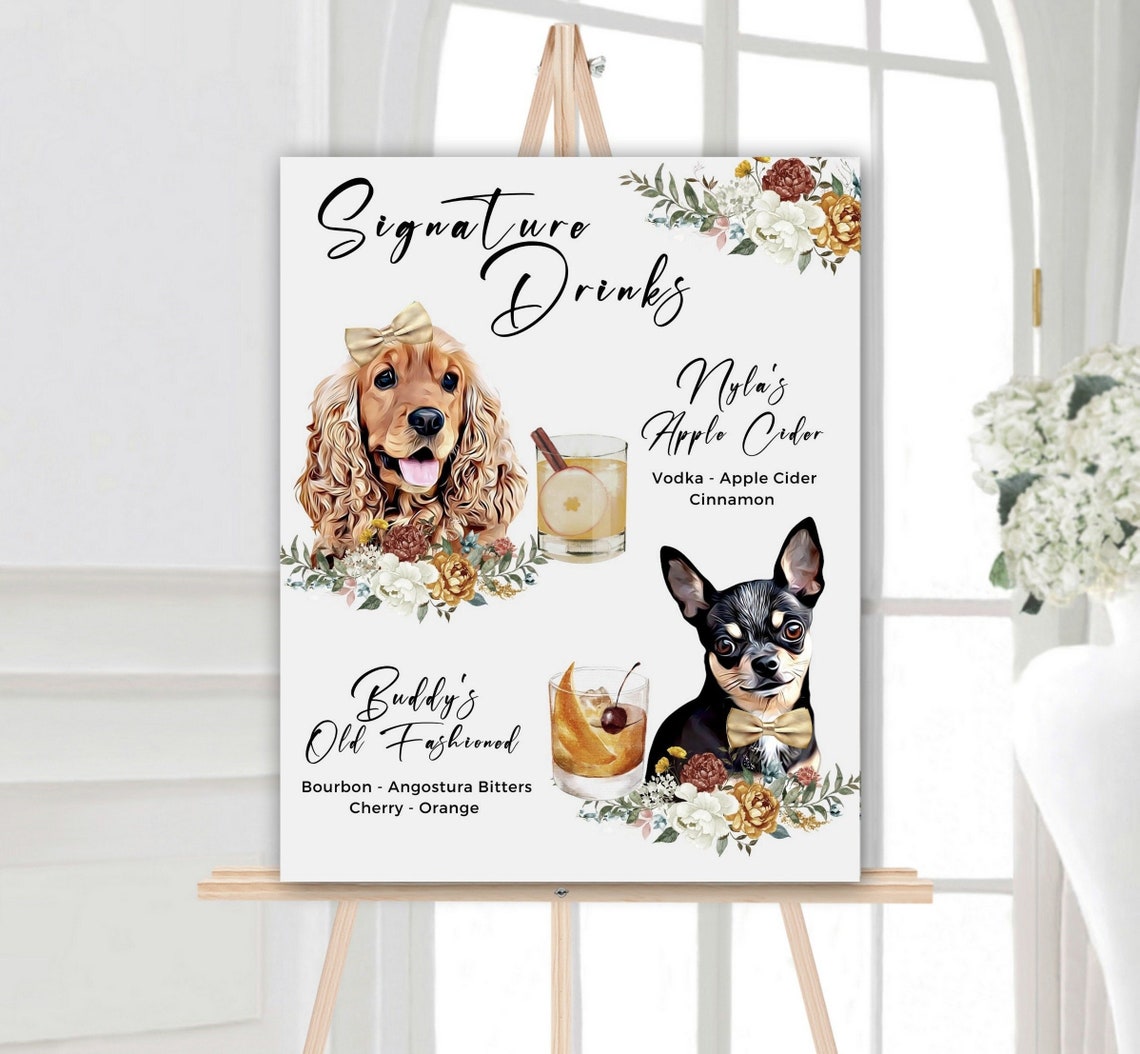 Signature Drink Sign Dog Signature Drink Sign Dogs Signature - Etsy