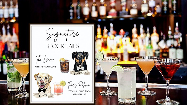 Signature Pet Cocktail Sign Signature Pet Drinks Signature - Etsy
