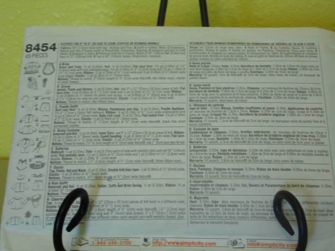 Simplicity pattern 8454 clothing for 89 stuffed | Etsy