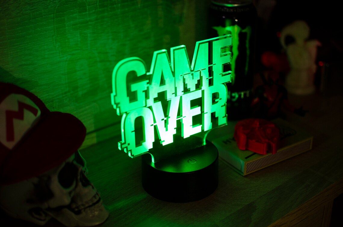 Game Over Acrylique LED Lampe Gaming 3D RGB Light | Etsy