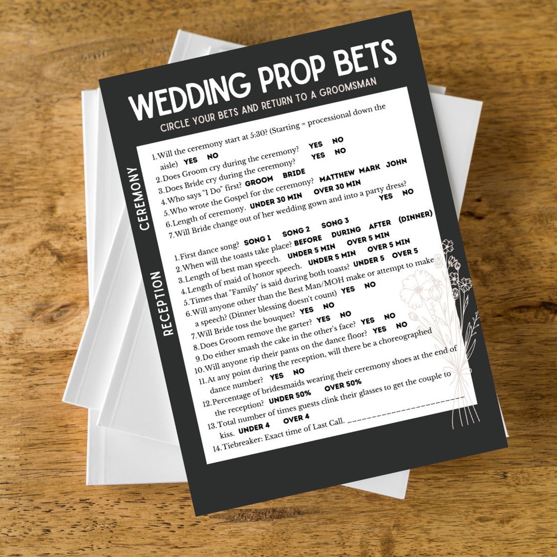 Wedding Prop Bets - Etsy