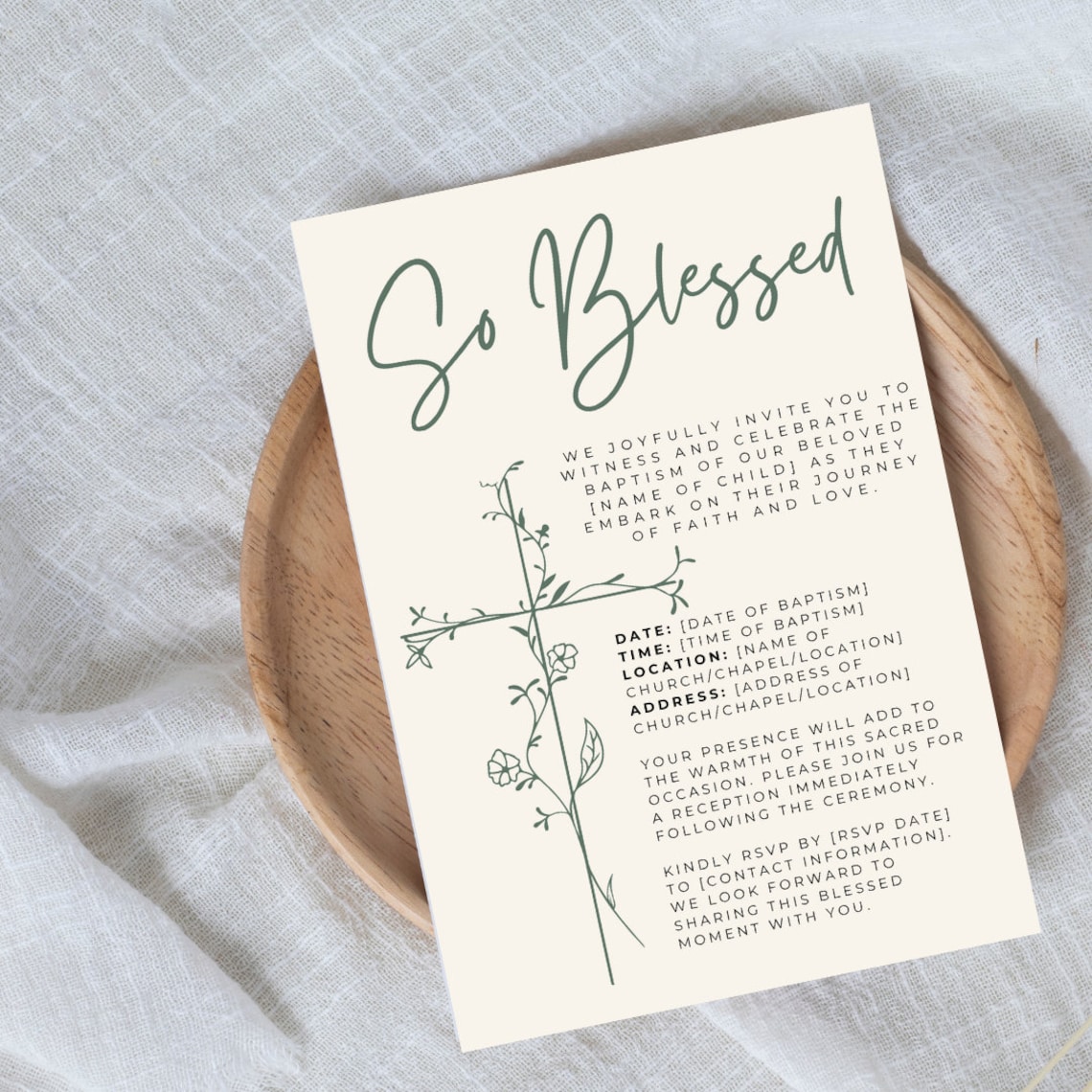 Baptism/christening/blessing Invitation Template - Etsy