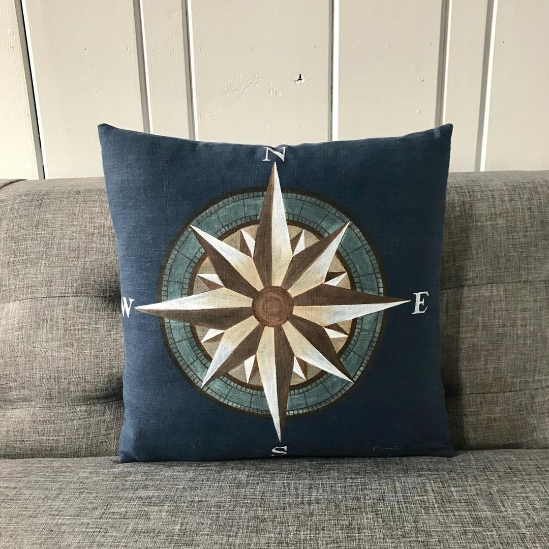 Indigo Breeze Hand Painted Decorative Pillow Cover 18" X 18" - Etsy