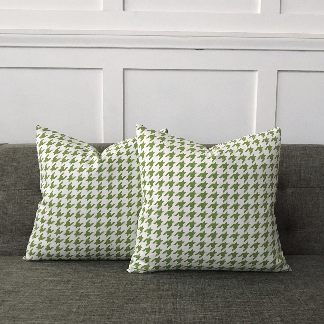 Green Houndstooth Decorative Throw Pillow Cover 17" X 17" - Etsy