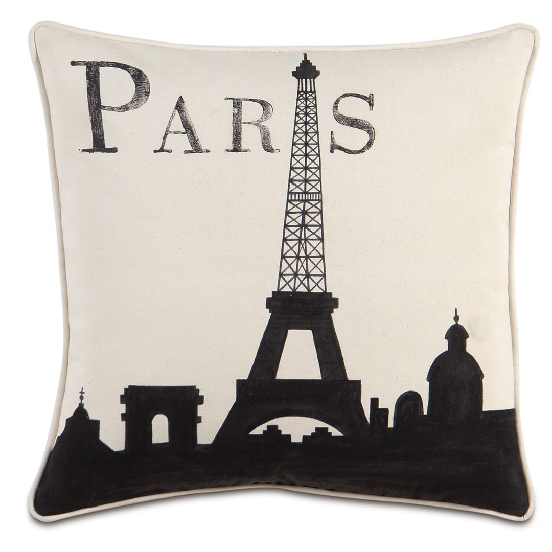Hand-painted Paris Skyline Decorative Pillow Cover 20" X 20" - Etsy