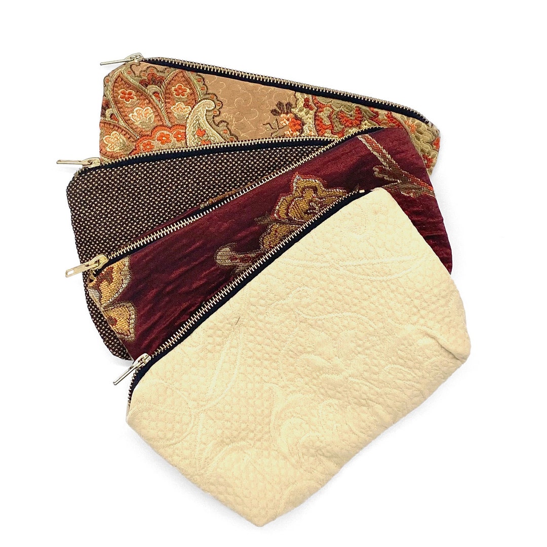 Chic Sustainable Zippered Pouch - Eco-friendly Upholstery Fabric Multi ...