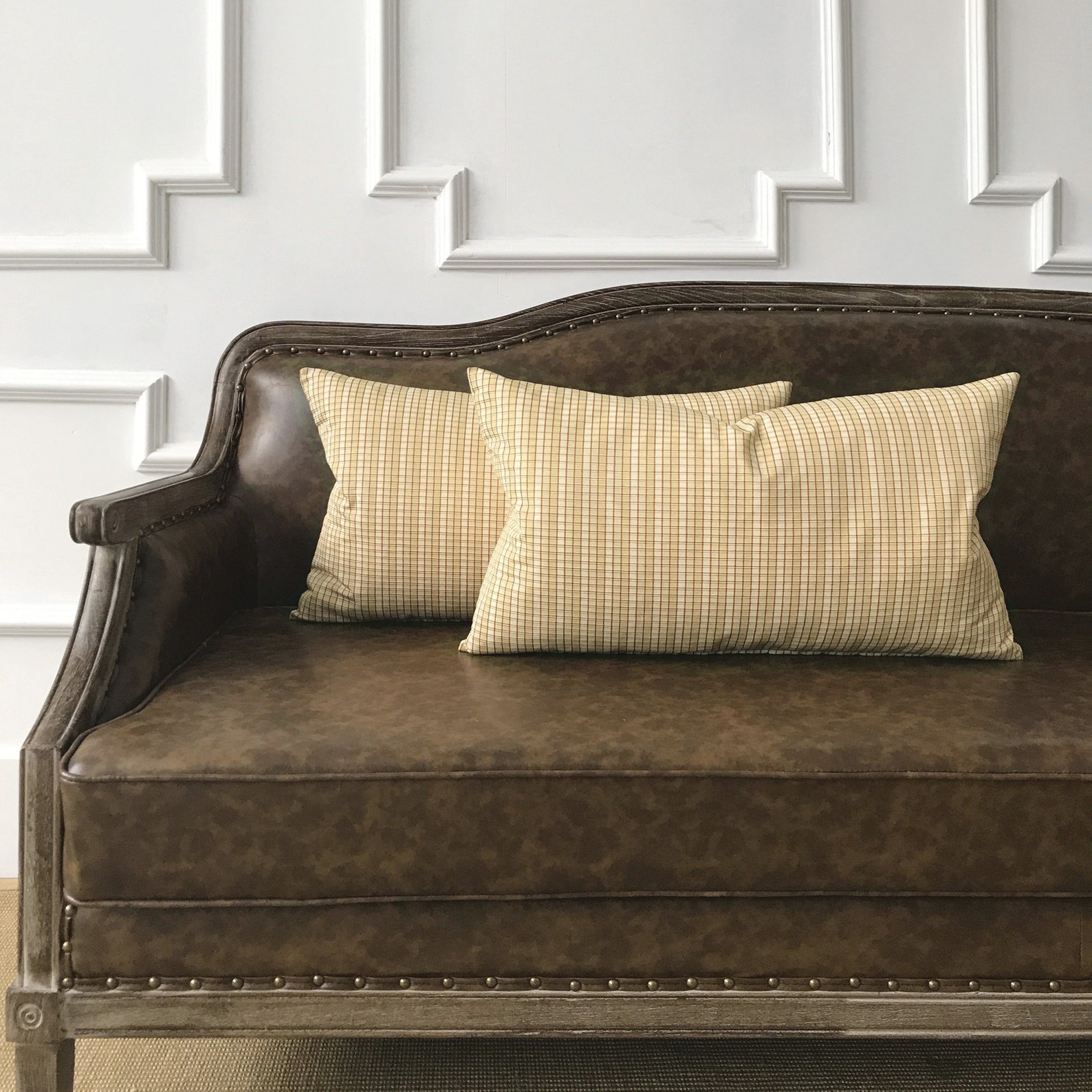 Yellow Woven English Check Lumbar Pillow Cover 15x26 - Etsy