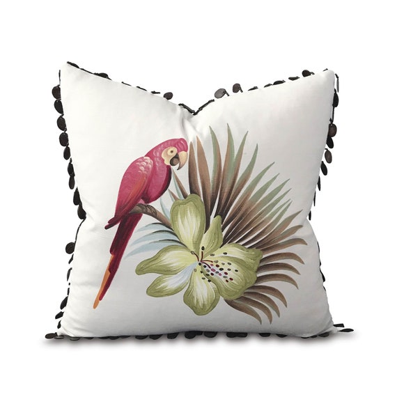 Tropical Parrot Hand-painted Throw Pillow Cover 20x20 - Etsy
