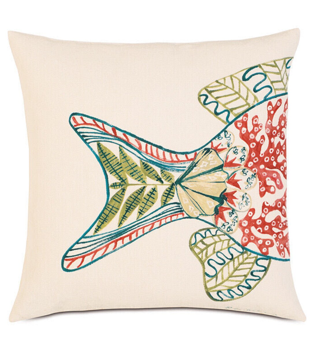 Hand-painted Fish Tail Throw Pillow Cover 20X20 - Etsy