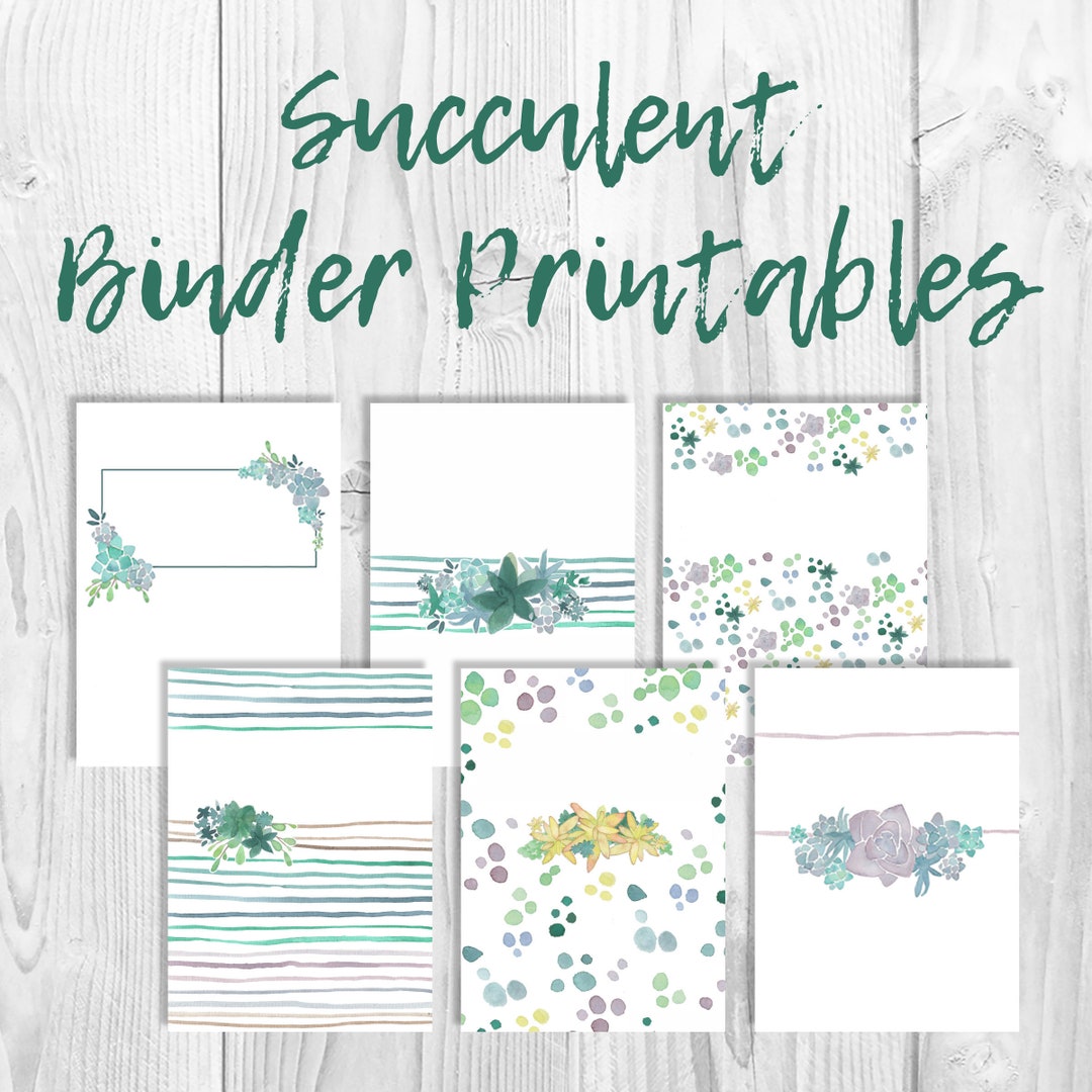 Set of 6 Succulent Binder Covers/inserts W/ Spines | Free Font ...