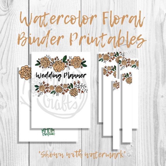 Yellow Watercolor Flowers Binder Covers/inserts W/ Spines | Etsy