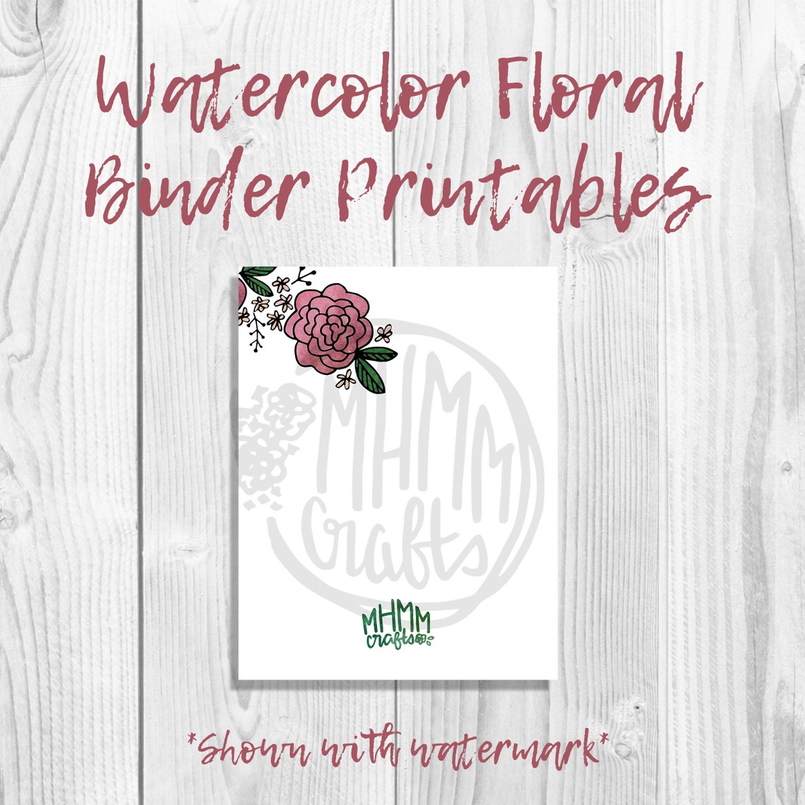 Pink Watercolor Flowers | Binder Covers/inserts W/ Spines | Free Font ...