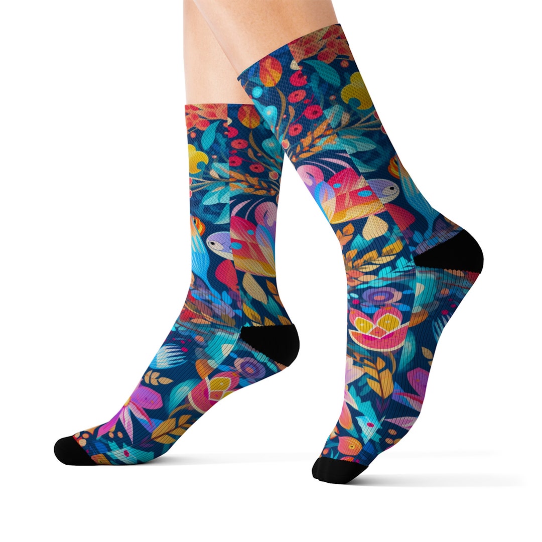 Colorful Funky Socks With Unique Print Perfect Last Minute - Etsy