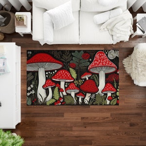 Mushroom Rug, Area Rugs, Cottagecore Home Decor, Cottage Core Home ...