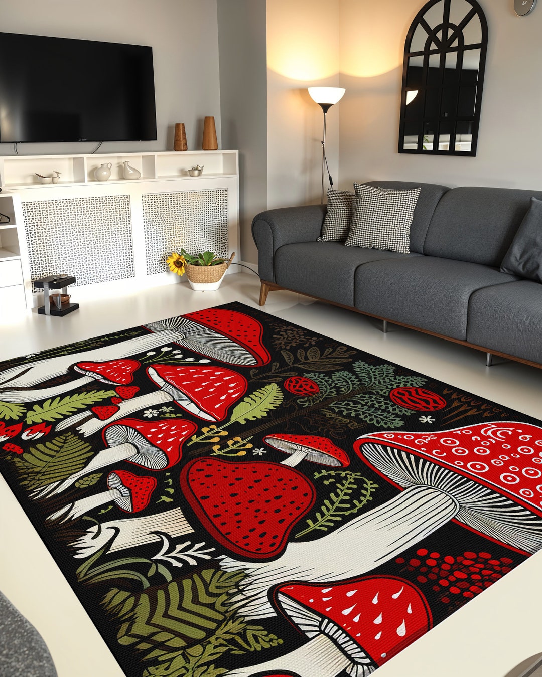 Mushroom Rug, Area Rugs, Cottagecore Home Decor, Cottage Core Home ...