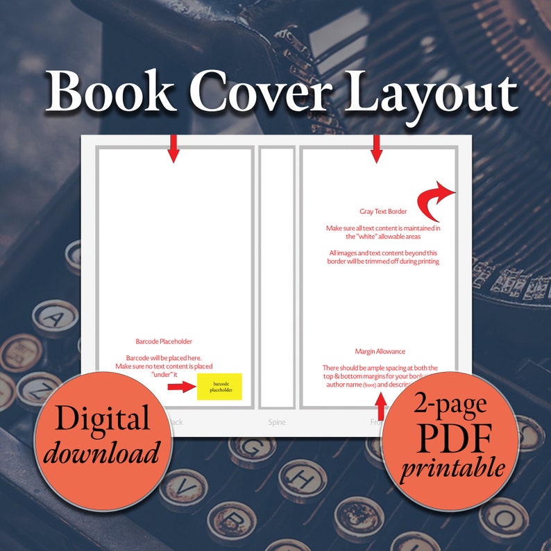 Book Cover Layout PDF Printable - Etsy
