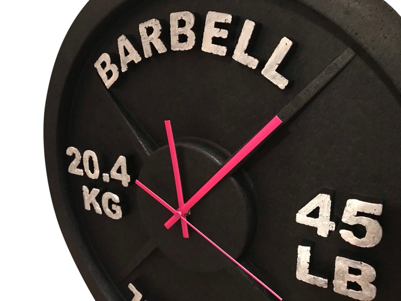 Replica 45 Lb Barbell Weight Gym Clock - Barbell Wall Clock , Gym ...